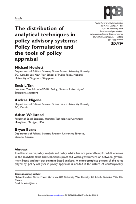 (PDF) The distribution of analytical techniques in policy advisory ...