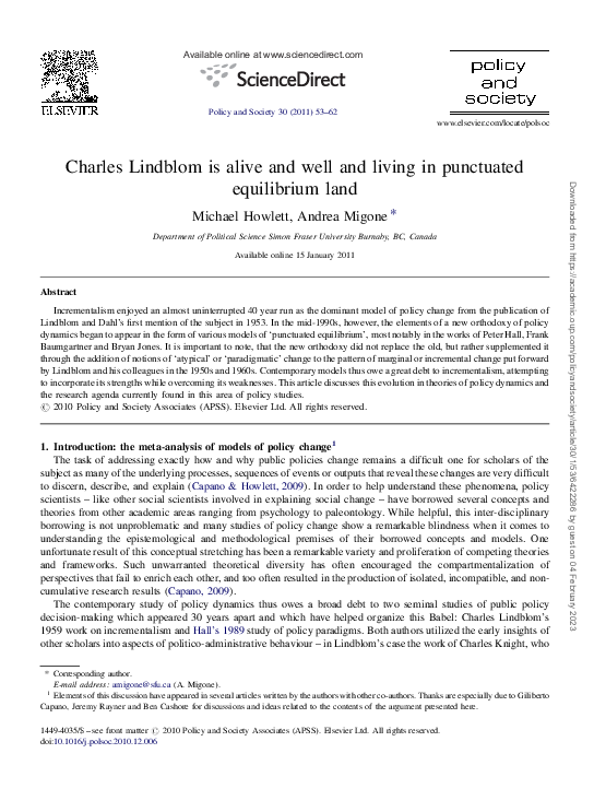 (PDF) Charles Lindblom is alive and well and living in punctuated ...