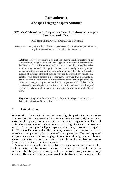(PDF) Remembrane: A Shape Changing Adaptive Structure
