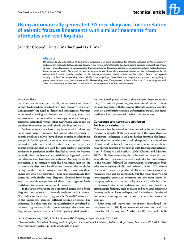 (PDF) Using automatically generated 3D rose diagrams for correlation of seismic fracture ...