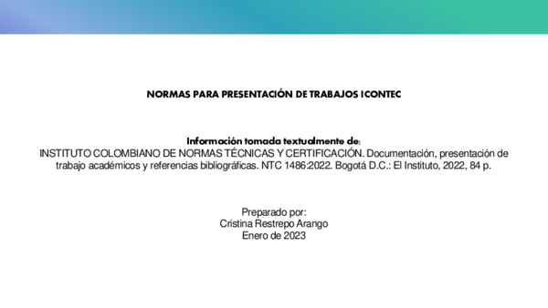 (PDF) NORMAS PARA PRESENTACIÓN DE TRABAJOS ICONTEC