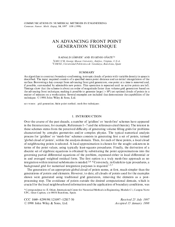 (PDF) An advancing front point generation technique