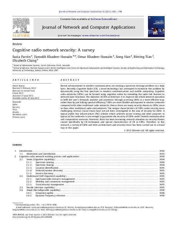 (PDF) Cognitive radio network security: A survey