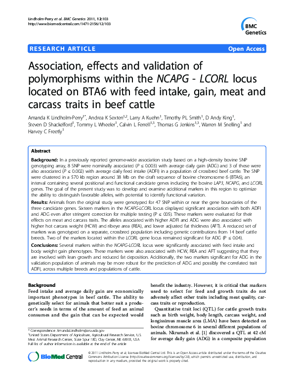 (PDF) Association, effects and validation of polymorphisms within the ...
