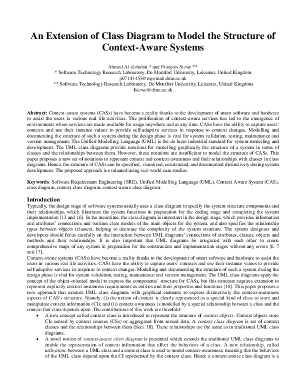 (PDF) An Extension of Class Diagram to Model the Structure of Context ...