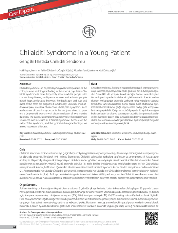 (PDF) Chilaiditi Syndrome in a Young Patient