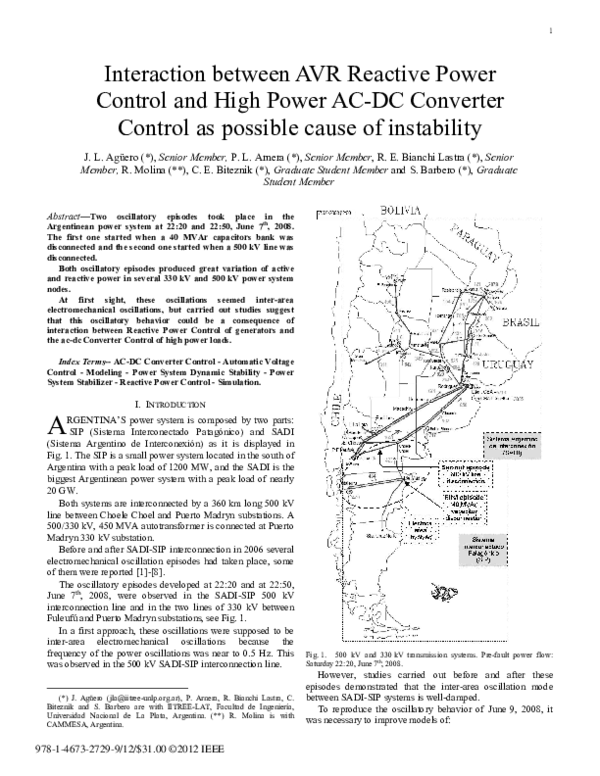 (PDF) Interaction between AVR reactive power control and high power ac ...