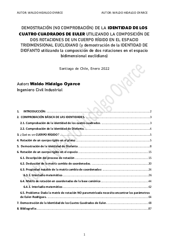 (PDF) Demostración de la Identidad de los Cuatro Cuadrados de Euler
