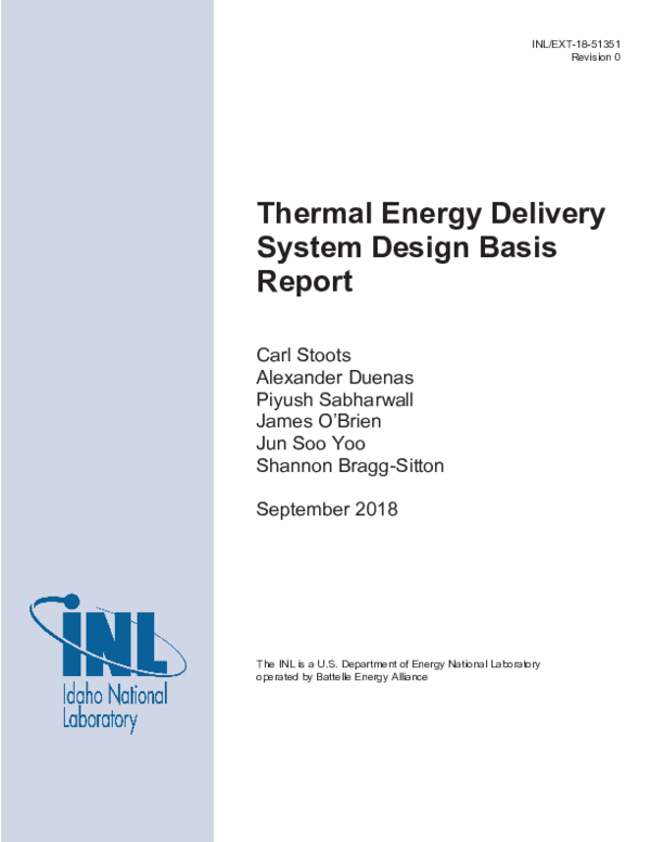 (PDF) Thermal Energy Delivery System Design Basis Report