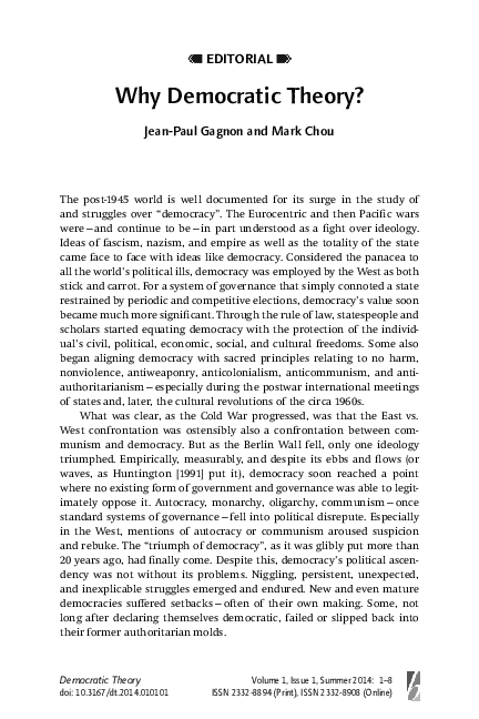 (PDF) Why Democratic Theory?