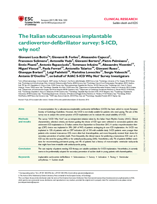 (PDF) The Italian subcutaneous implantable cardioverter-defibrillator ...