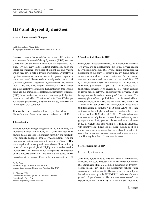 (PDF) HIV and thyroid dysfunction