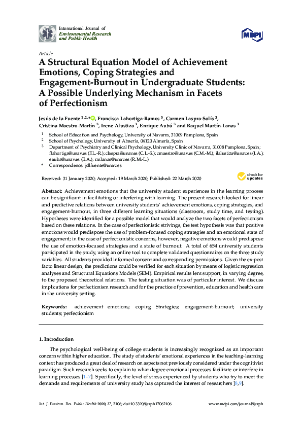 (PDF) A Structural Equation Model of Achievement Emotions, Coping ...