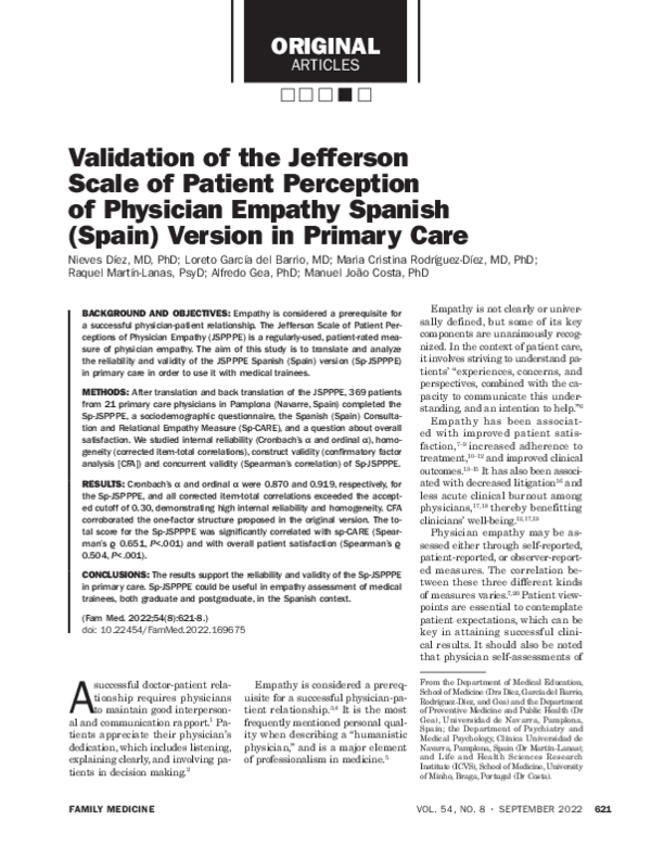 (PDF) Validation of the Jefferson Scale of Patient Perception of ...