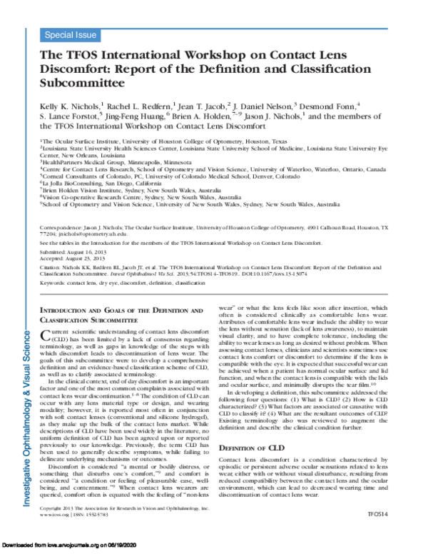 (PDF) The TFOS International Workshop on Contact Lens Discomfort ...