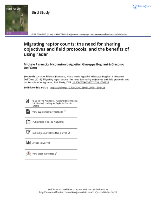 (PDF) Standardizing Raptor Count Protocols and Radar Use
