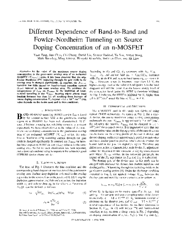 (PDF) Different dependence of band-to-band and Fowler-Nordheim ...