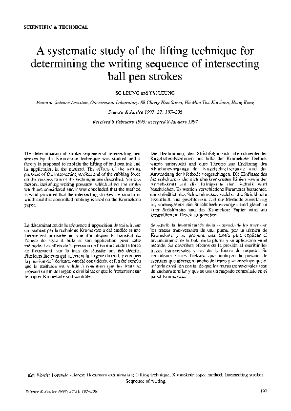 (PDF) A systematic study of the lifting technique for determining the ...