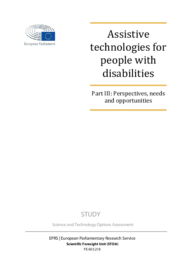 (PDF) Assistive Technologies for People with Disabilities - Part III: Perspectives, Needs, and ...