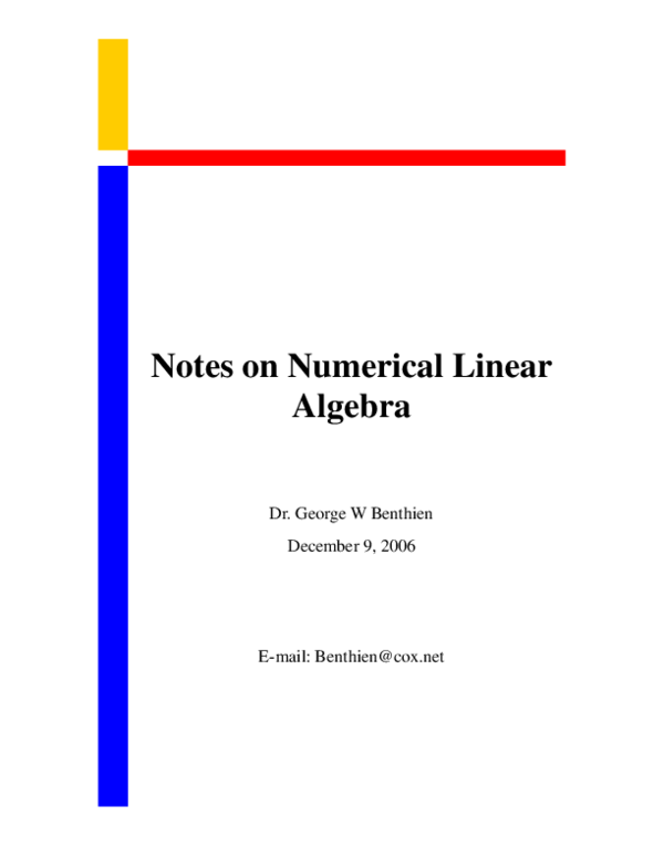 (PDF) Notes on Numerical Linear Algebra