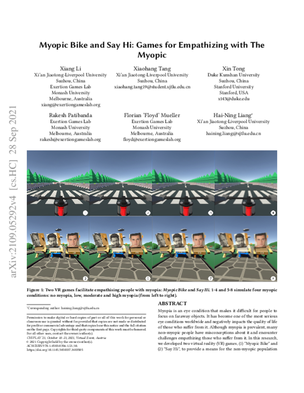 (PDF) Myopic Bike and Say Hi: Games for Empathizing with The Myopic