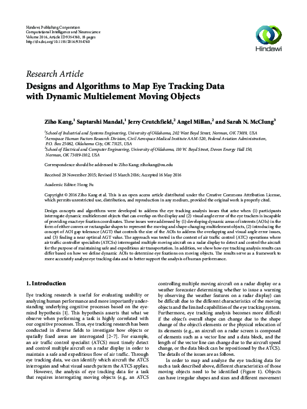 (PDF) Designs and Algorithms to Map Eye Tracking Data with Dynamic Multielement Moving Objects ...