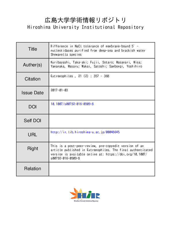 (PDF) Difference in NaCl tolerance of membrane-bound 5′-nucleotidases ...