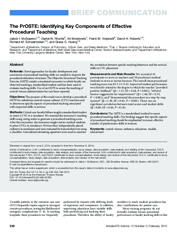 (PDF) The PrOSTE: Identifying Key Components of Effective Procedural ...