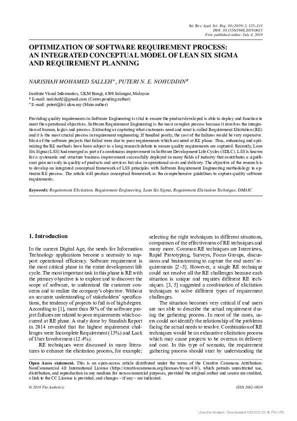 (PDF) Optimization of software requirement process: an integrated ...