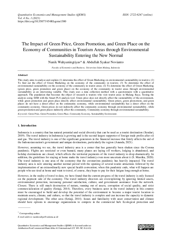 (PDF) The The Impact of Green Price, Green Promotion, and Green Place ...