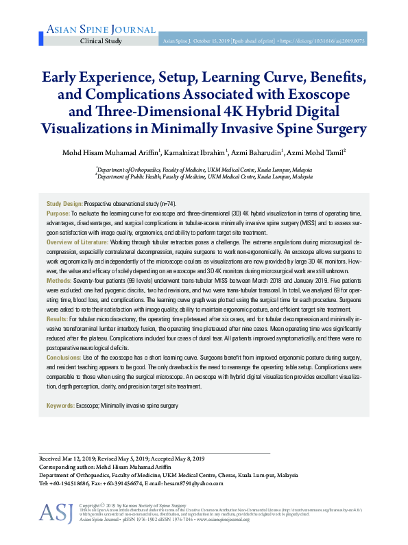 (PDF) Early Experience, Setup, Learning Curve, Benefits, and Complications Associated with ...