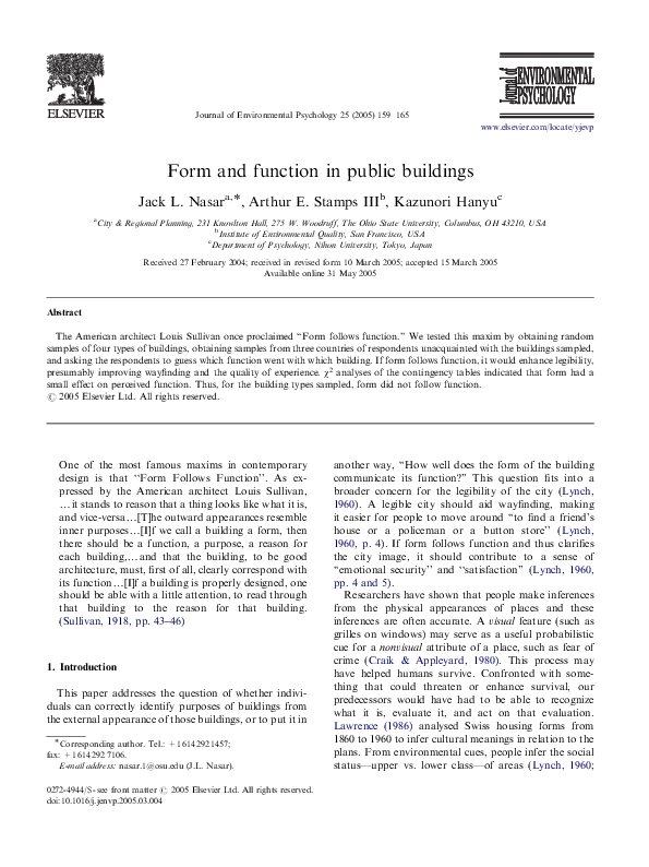 (PDF) Form and function in public buildings
