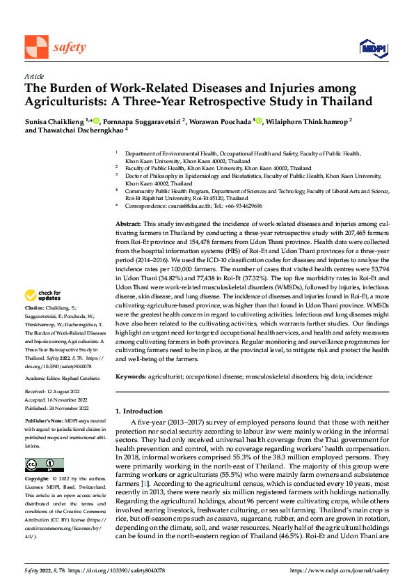 (PDF) The Burden of Work-Related Diseases and Injuries among ...