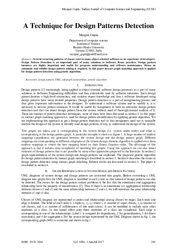 (PDF) A Technique for Design Patterns Detection