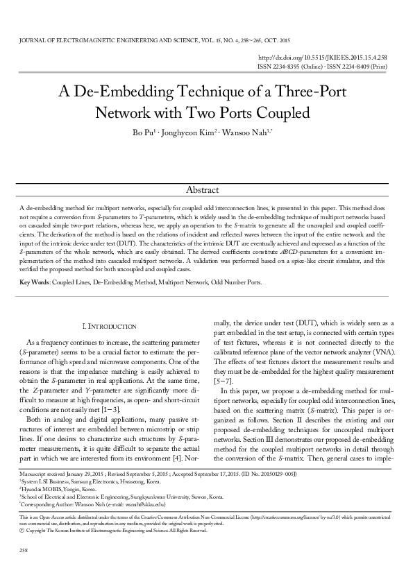 (PDF) De-Embedding Technique for Coupled Multiports