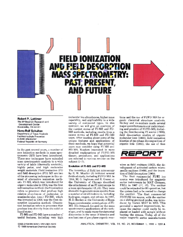 (PDF) Field ionization and field desorption mass spectrometry: past ...