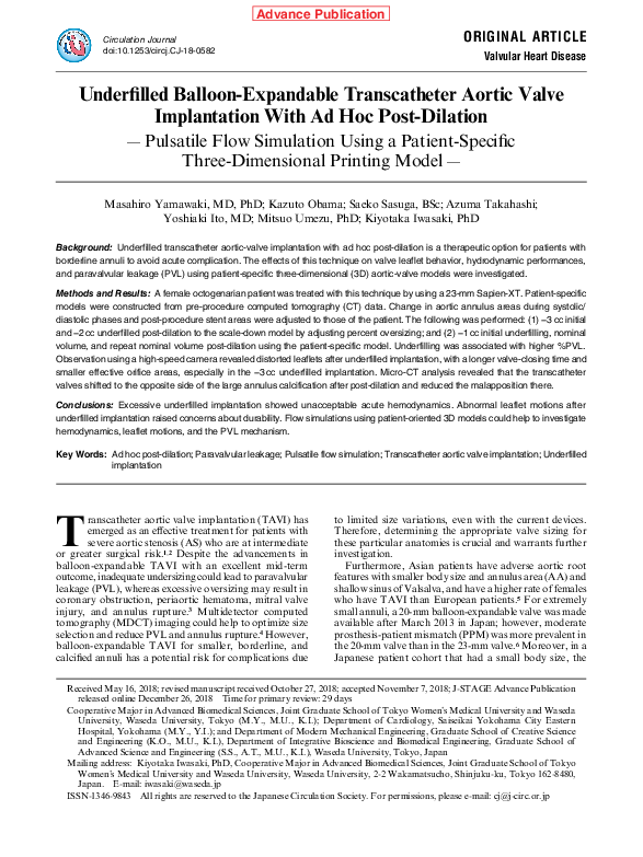 (PDF) Underfilled Balloon-Expandable Transcatheter Aortic Valve ...
