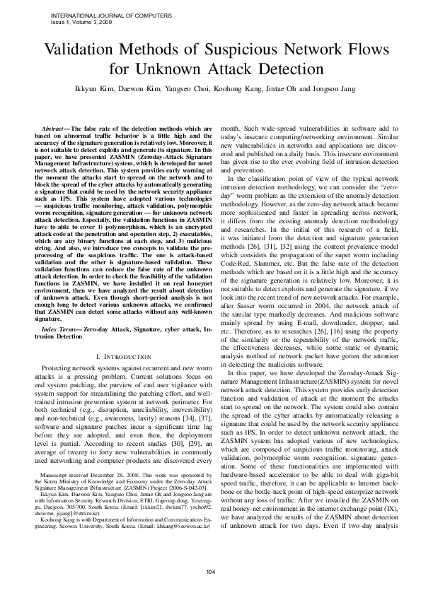 (PDF) Validation Methods of Suspicious Network Flows for Unknown Attack ...