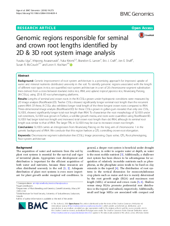 (PDF) Genomic regions responsible for seminal and crown root lengths ...