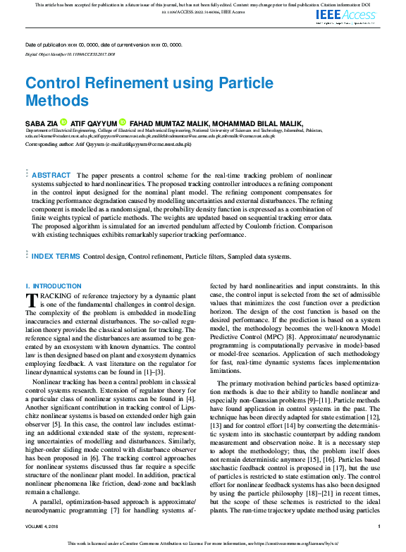 (PDF) Control Refinement using Particle Methods | Mohammad Bilal Malik - Academia.edu