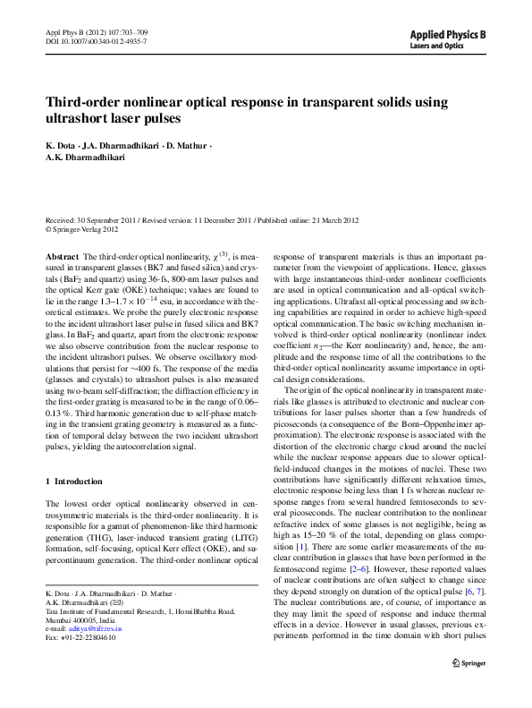 (PDF) Third-order nonlinear optical response in transparent solids ...