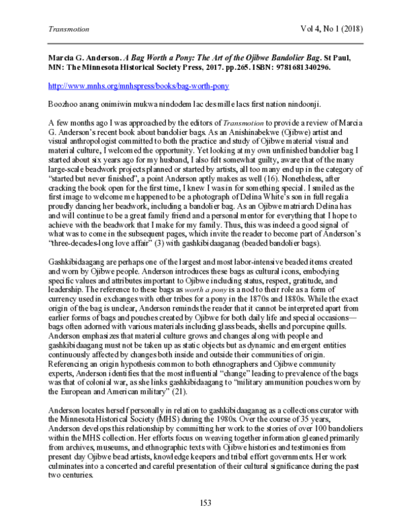 (PDF) A Bag Worth a Pony: The Art of the Ojibwe Bandolier Bag (Marcia G ...