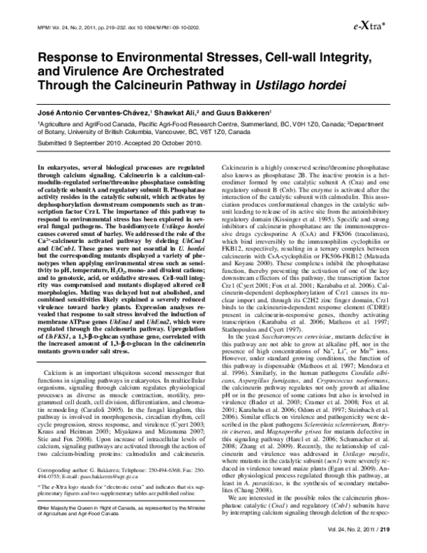 (PDF) Response to Environmental Stresses, Cell-wall Integrity, and ...