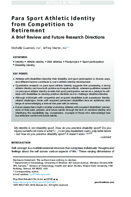 (PDF) Para Sport Athletic Identity from Competition to Retirement: A ...