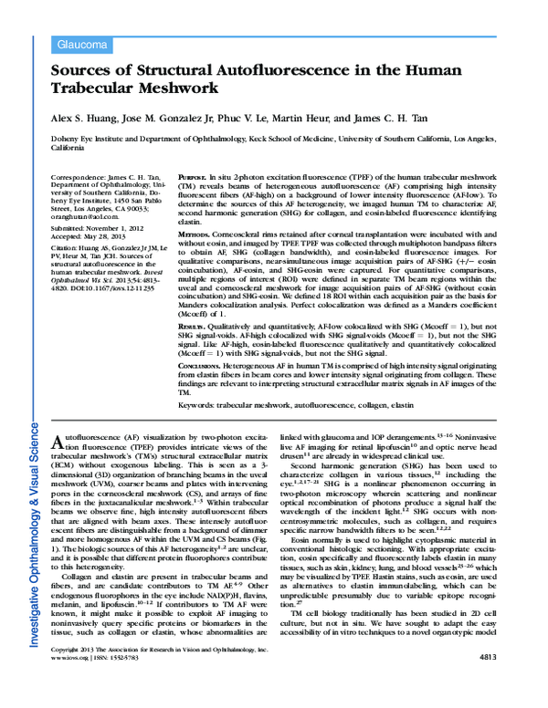 (PDF) Sources of Structural Autofluorescence in the Human Trabecular ...