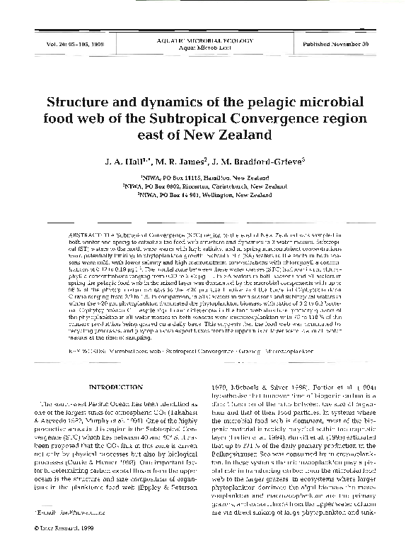 (PDF) Structure and dynamics of the pelagic microbial food web of the ...