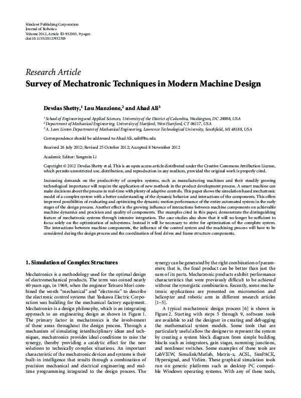 (PDF) Survey of Mechatronic Techniques in Modern Machine Design