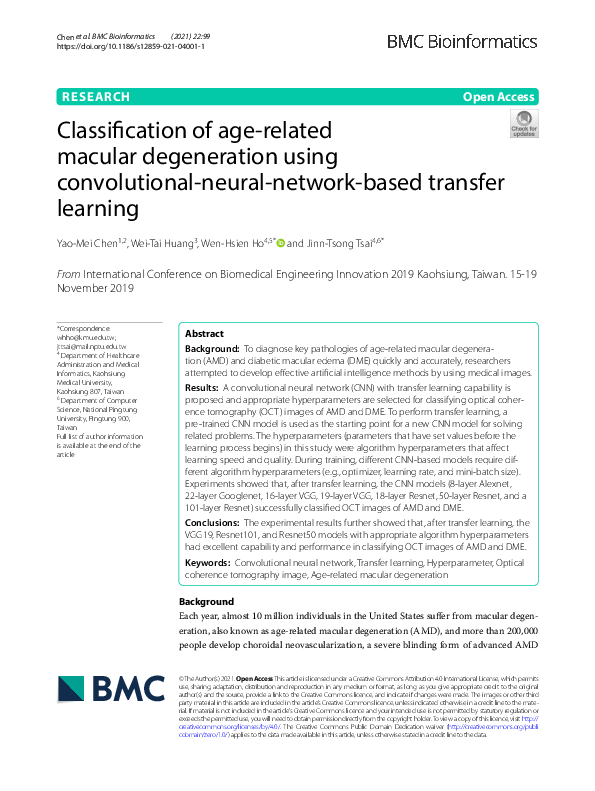 Pdf Classification Of Age Related Macular Degeneration Using Convolutional Neural Network