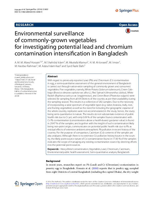 (PDF) Environmental surveillance of commonly-grown vegetables for ...
