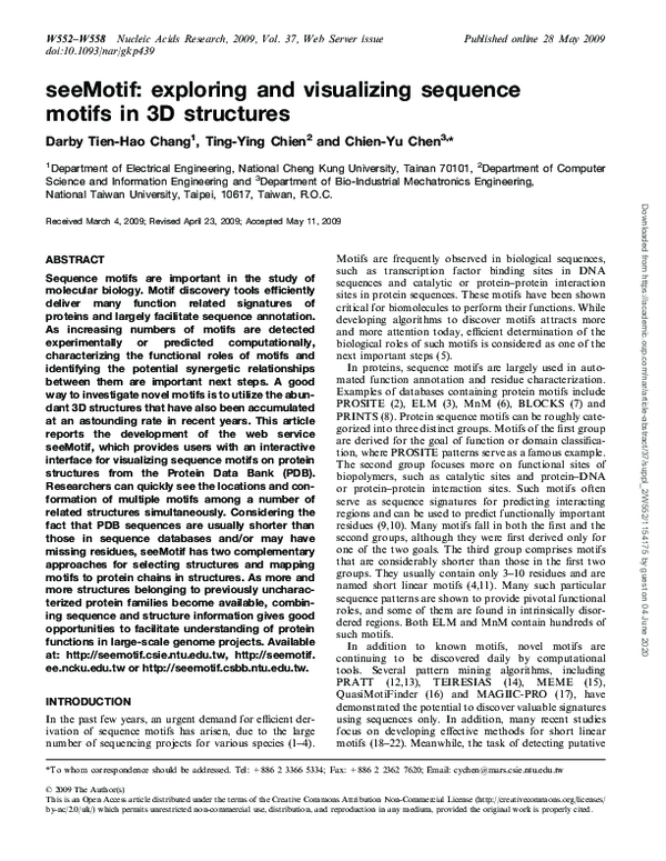(PDF) seeMotif: exploring and visualizing sequence motifs in 3D structures